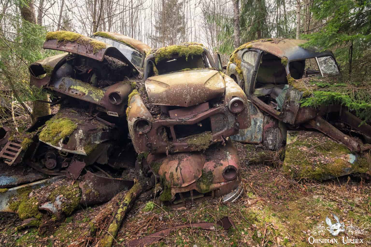 Classic Car Cemetery In The Forest, Sweden - Obsidian Urbex Photography ...